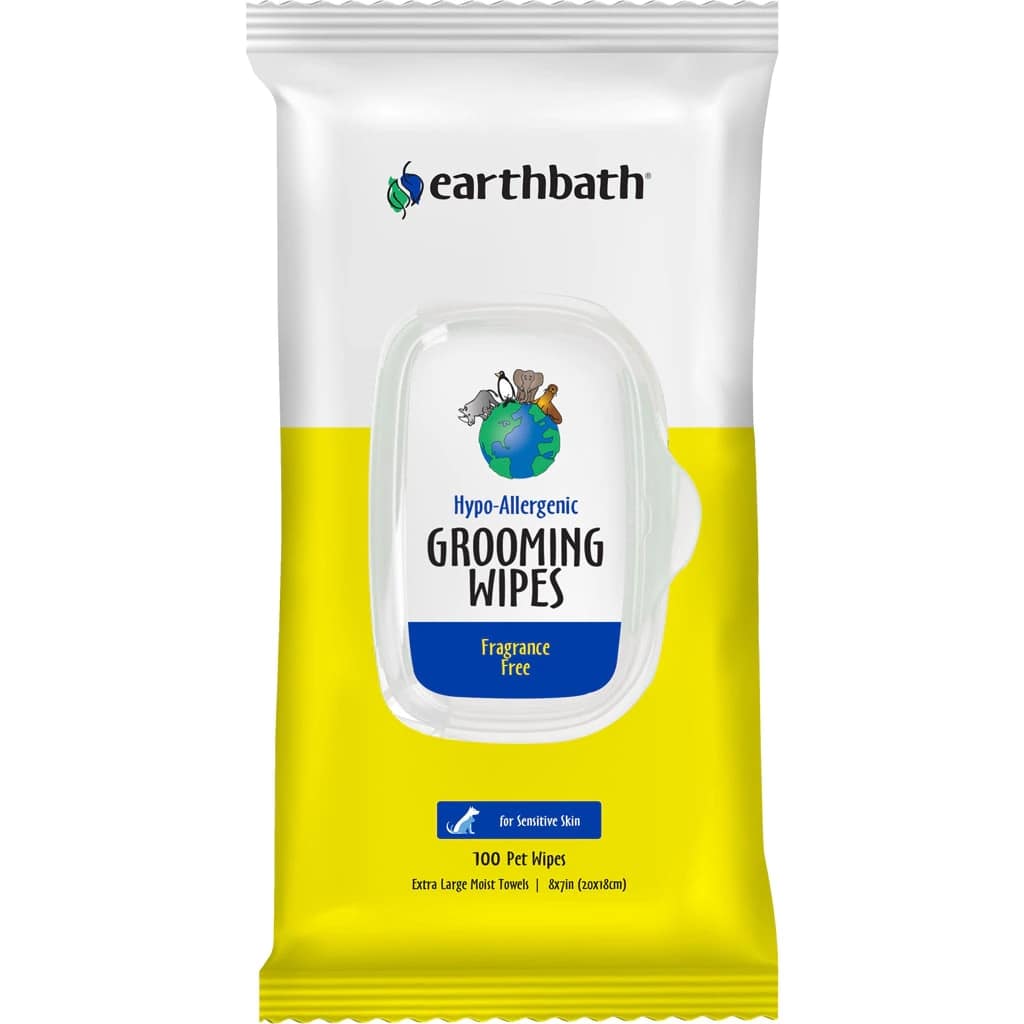 Earthbath Hypo-Allergenic Fragrance Free Wipes For Pets (100pcs ...