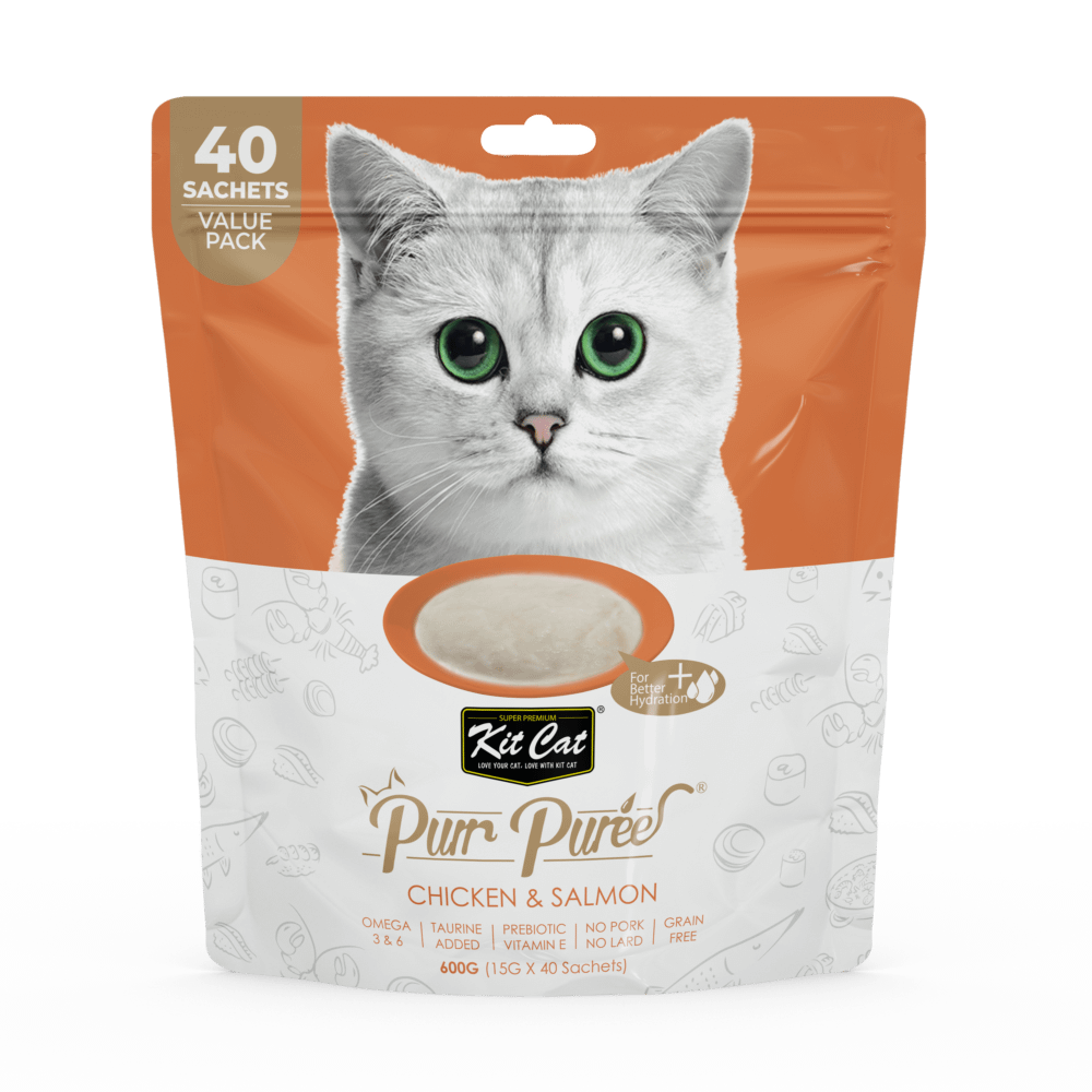Kit Cat Purr Puree Value Pack Chicken & Salmon 600g (15gx40 Sachets ...