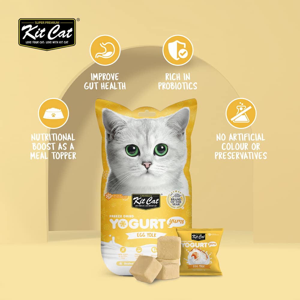 Kit Cat Freeze Dried Yogurt Yums Cat Treat - Egg Yolk (10pcs) | PetMall ...