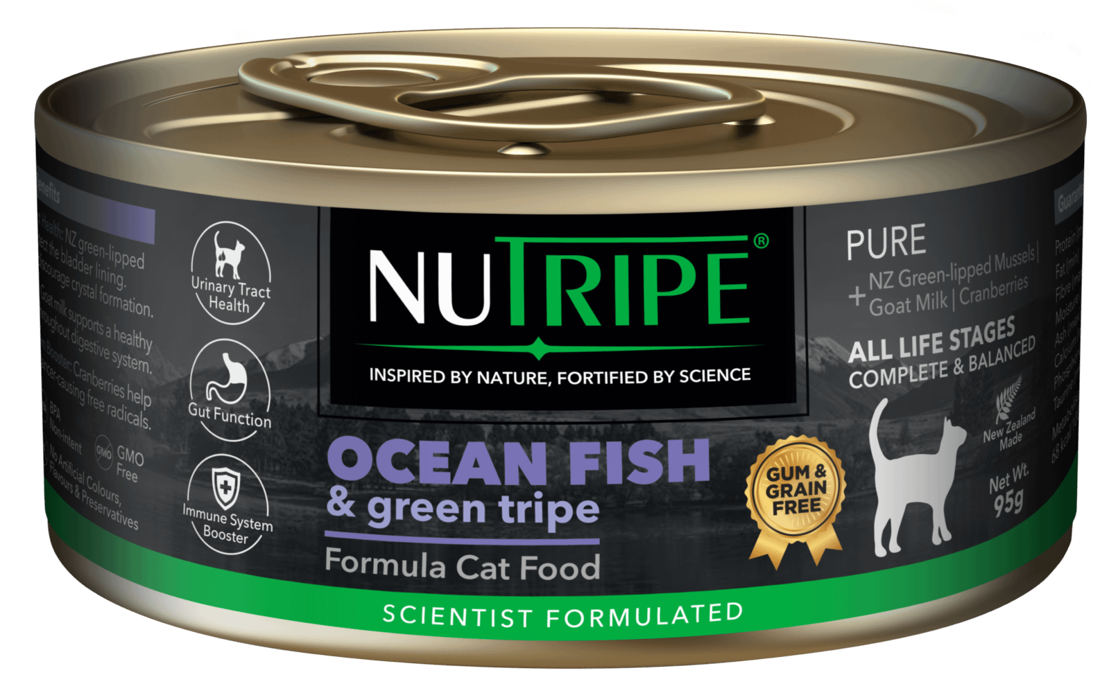 Nutripe Pure Ocean Fish & Green Tripe Wet Cat Food (Gum-Free) 95g ...